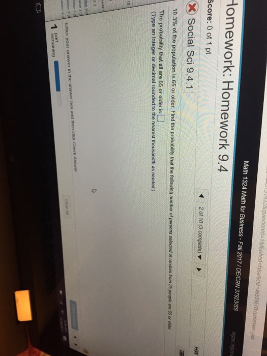 Math 1324 Math for Business- Fall 2017 /DEICRN | Chegg.com