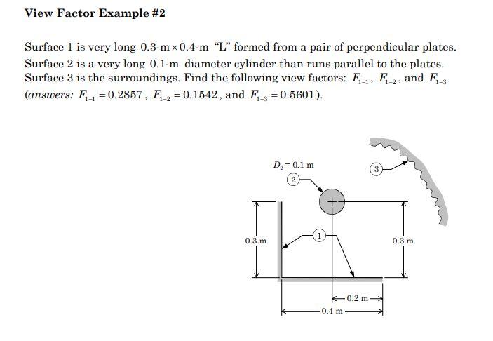 Solved View Factor Example #2 Surface 1 is very long | Chegg.com