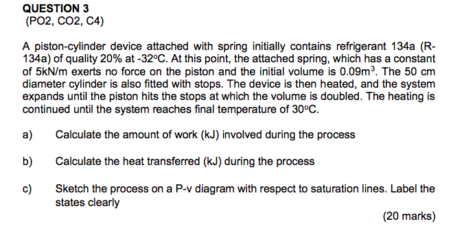 Solved QUESTION 3 (PO2, CO2, C4) A piston-cylinder device | Chegg.com