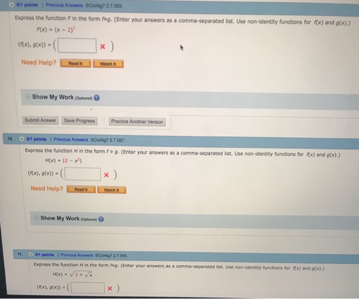 Solved 0/1 points 1 Pravious Answers SColAlg7 2.7.063 | Chegg.com