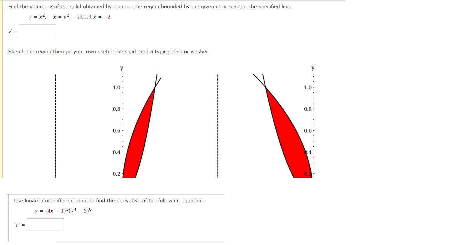 Solved Find the volume V of the solid obtained by rotating | Chegg.com