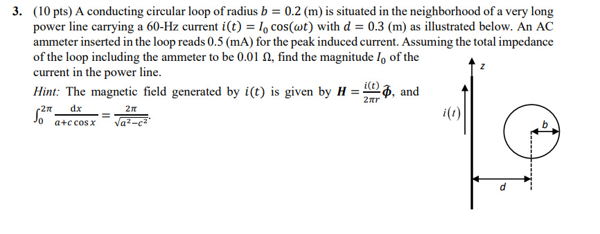 Solved 3. ( 10pts) A conducting circular loop of radius | Chegg.com
