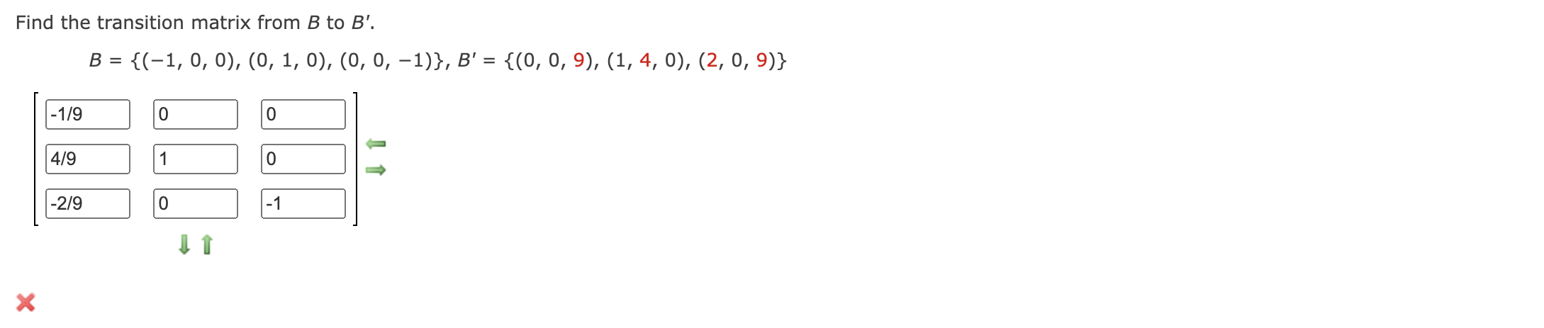 Solved Find the transition matrix from B to B′. | Chegg.com