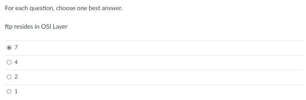 Solved For each question, choose one best answer. ftp | Chegg.com