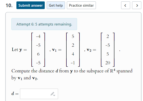 Solved Attempt 6: 5 ﻿attempts remaining.Let | Chegg.com