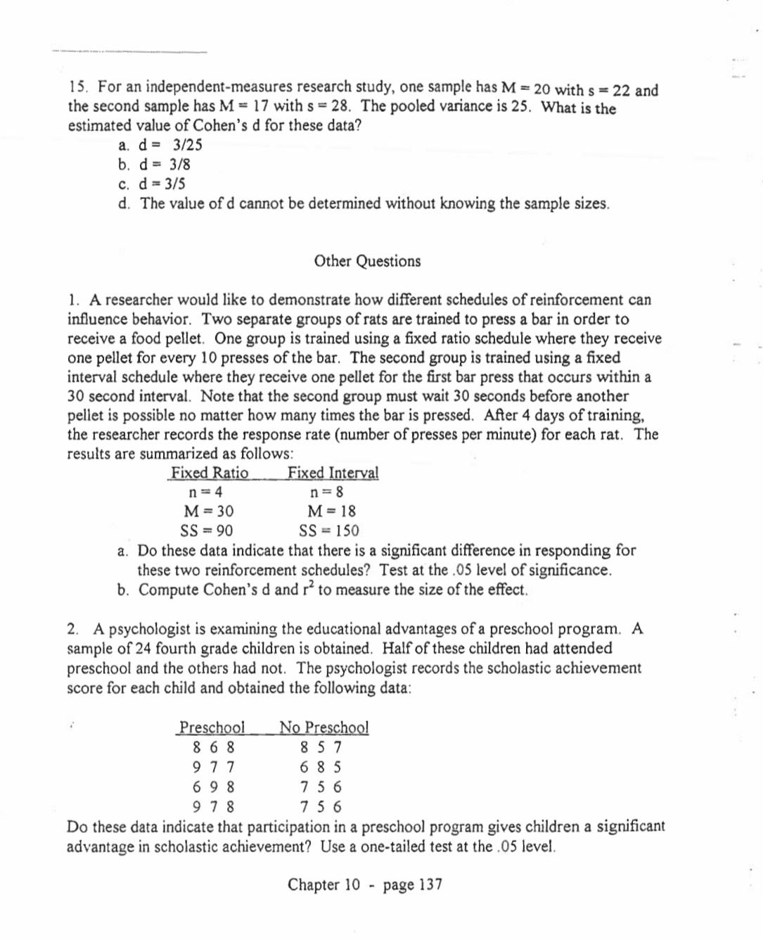 Solved 15. For an independent-measures research study, one | Chegg.com