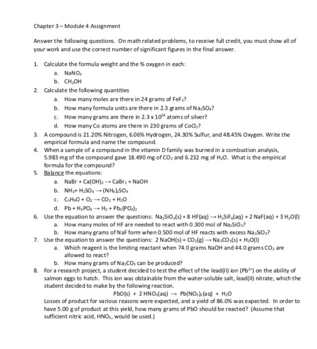 Solved Chapter 3-Module 4 Assignment Answer the following | Chegg.com