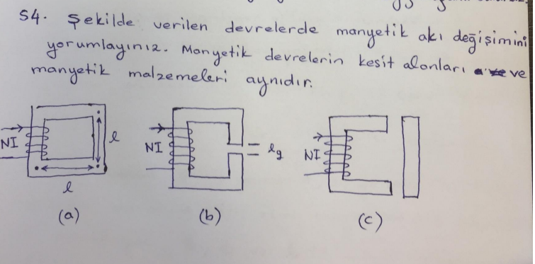 Solved 54. Sekilde verilen devrelerde manyetik akı | Chegg.com