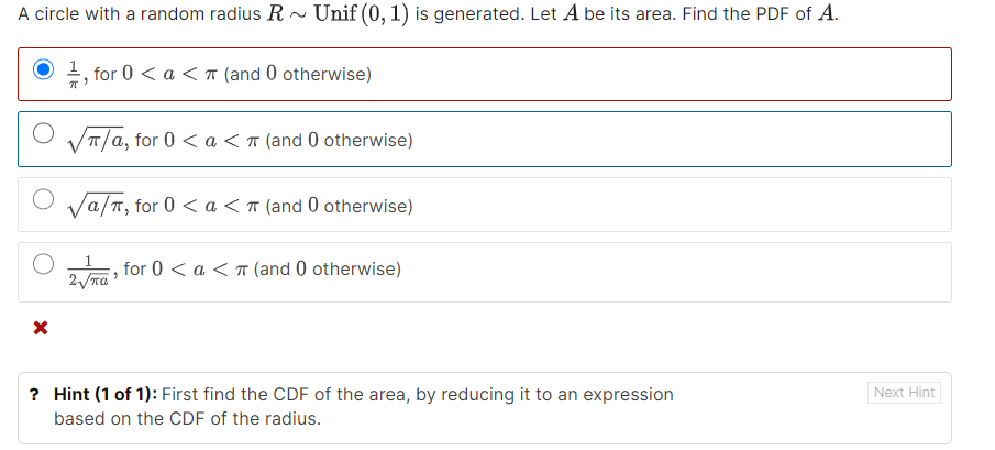 [Solved]: A circle with a random radius R~ Unif (0, 1) is