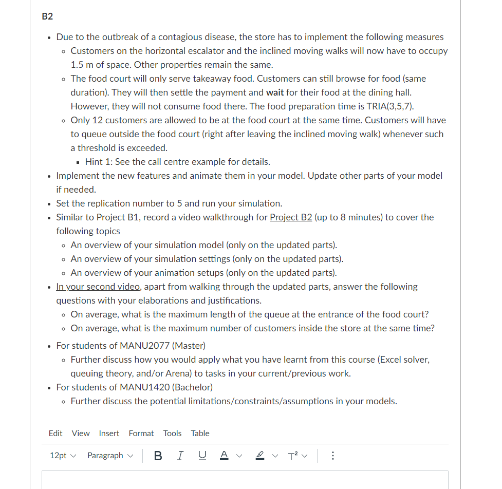 MANU1420/MANU2077 Manufacturing Systems Modelling - | Chegg.com