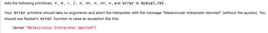 Solved The Metacircular Evaluator (Racket Language)Add the | Chegg.com Solved The Metacircular Evaluator (Racket Language)Add the | Chegg.com