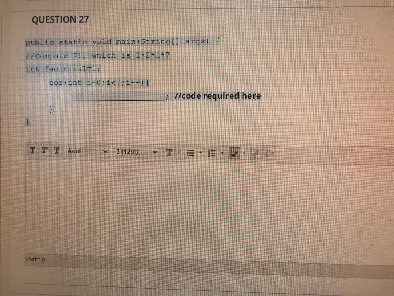 Solved QUESTION 27 public static void main(String[] args) { | Chegg.com