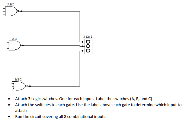Solved - Attach 3 Logic switches. One for each input. Label | Chegg.com