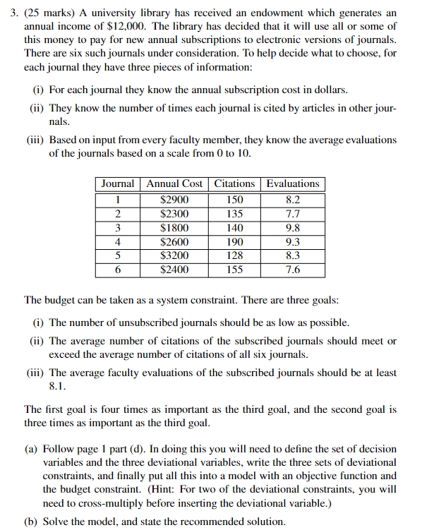 Solved 3. (25 marks) A university library has received an | Chegg.com