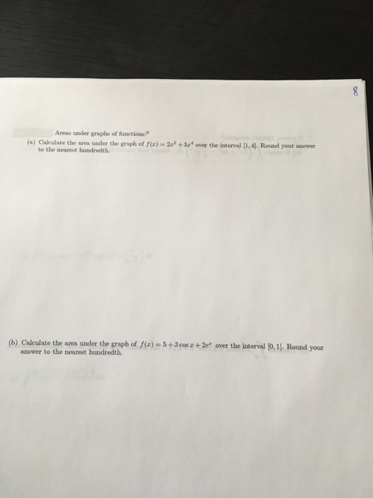 Solved Areas under graphs of functions: (a) Calculate the | Chegg.com