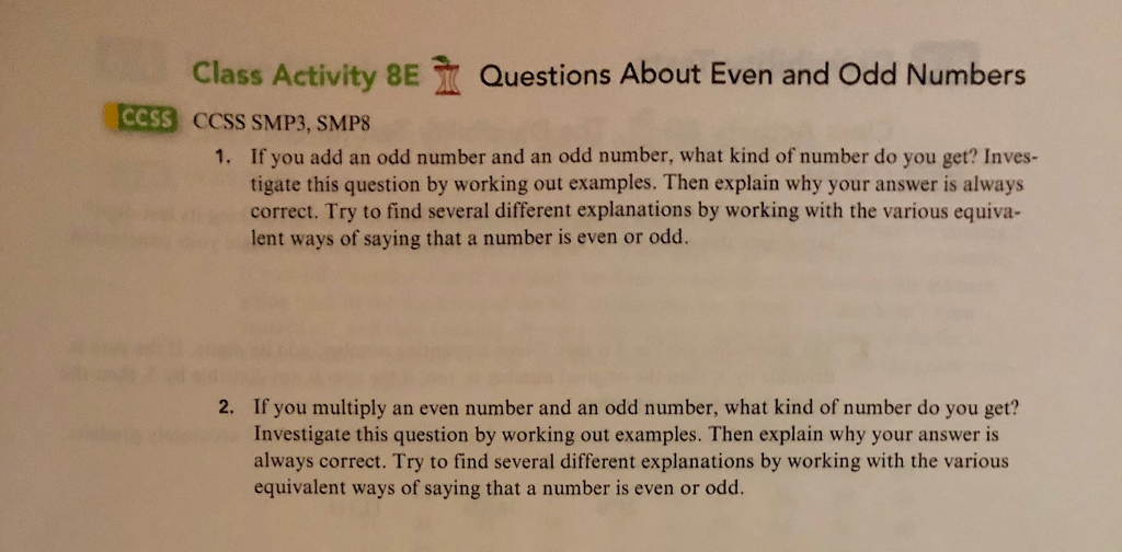 Solved Class Activity 8E Questions About Even and Odd | Chegg.com