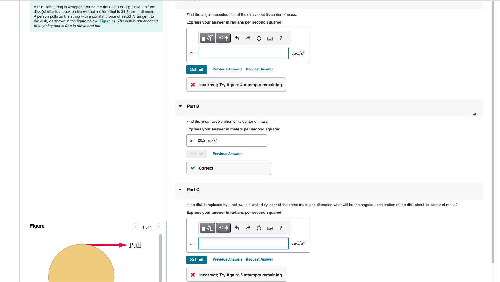 Solved A thin, light string is wrapped around the rim of a | Chegg.com
