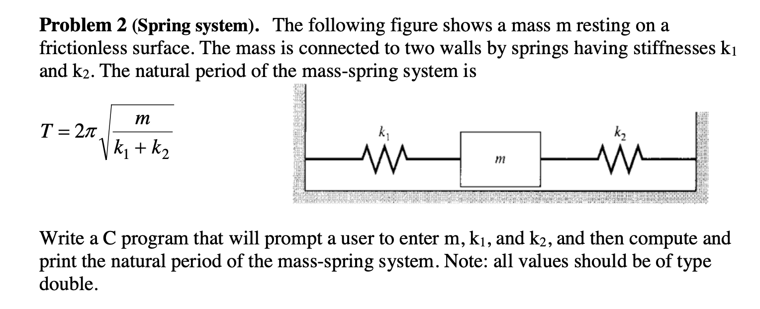 Solved Problem 2 (Spring system). The following figure shows | Chegg.com