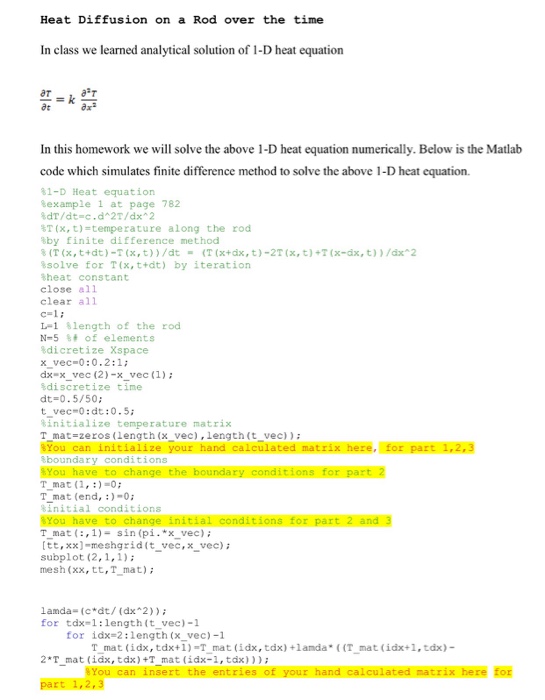 Solved Part3: In this part of the code end points of the rod | Chegg.com