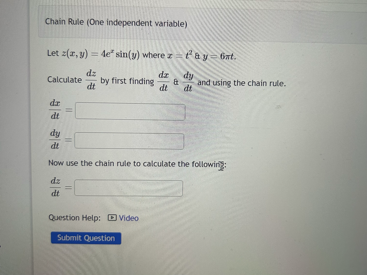 Solved Chain Rule (One independent variable) Let | Chegg.com