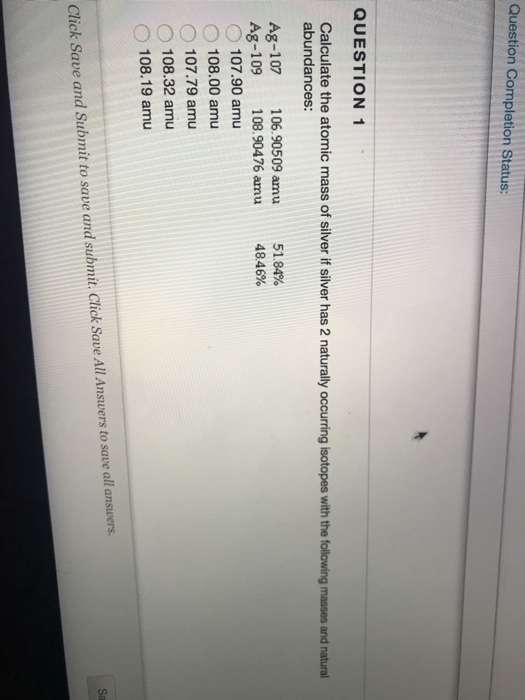Solved Question Completion Status: QUESTION 1 Calculate the | Chegg.com