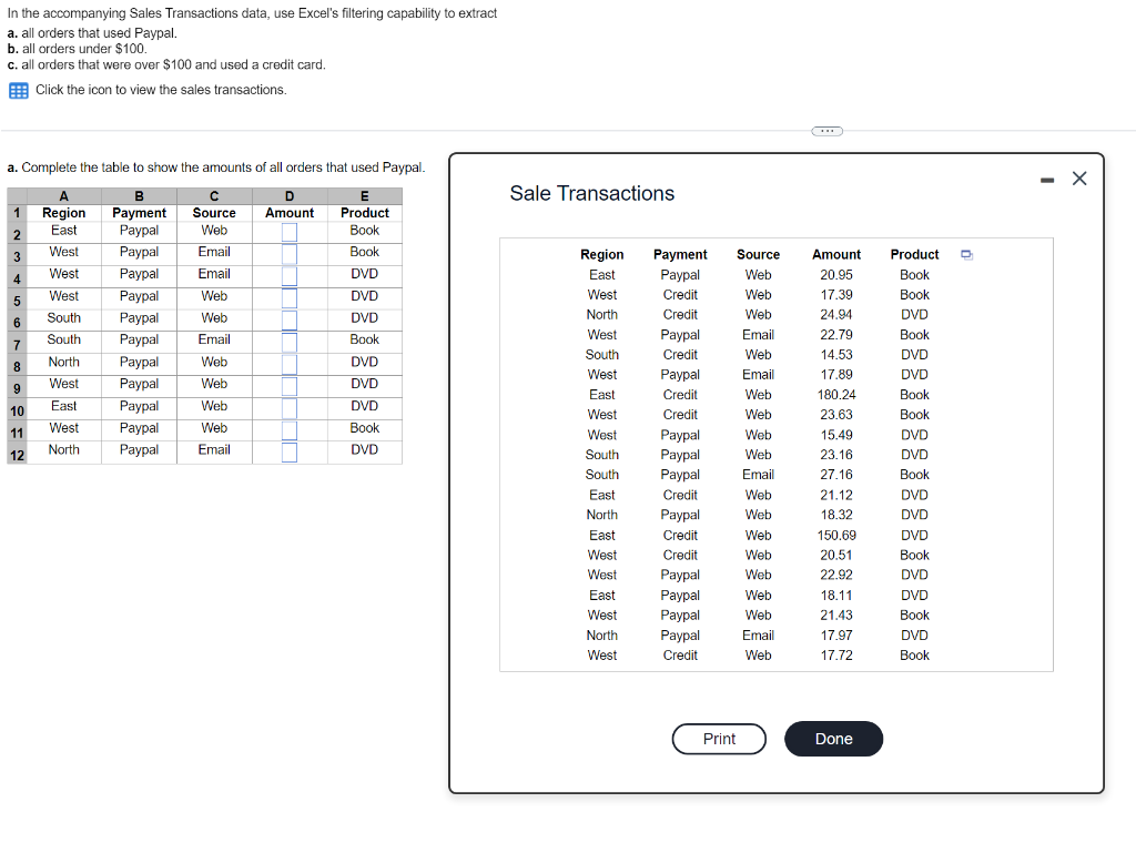 In the accompanying Sales Transactions data, use | Chegg.com