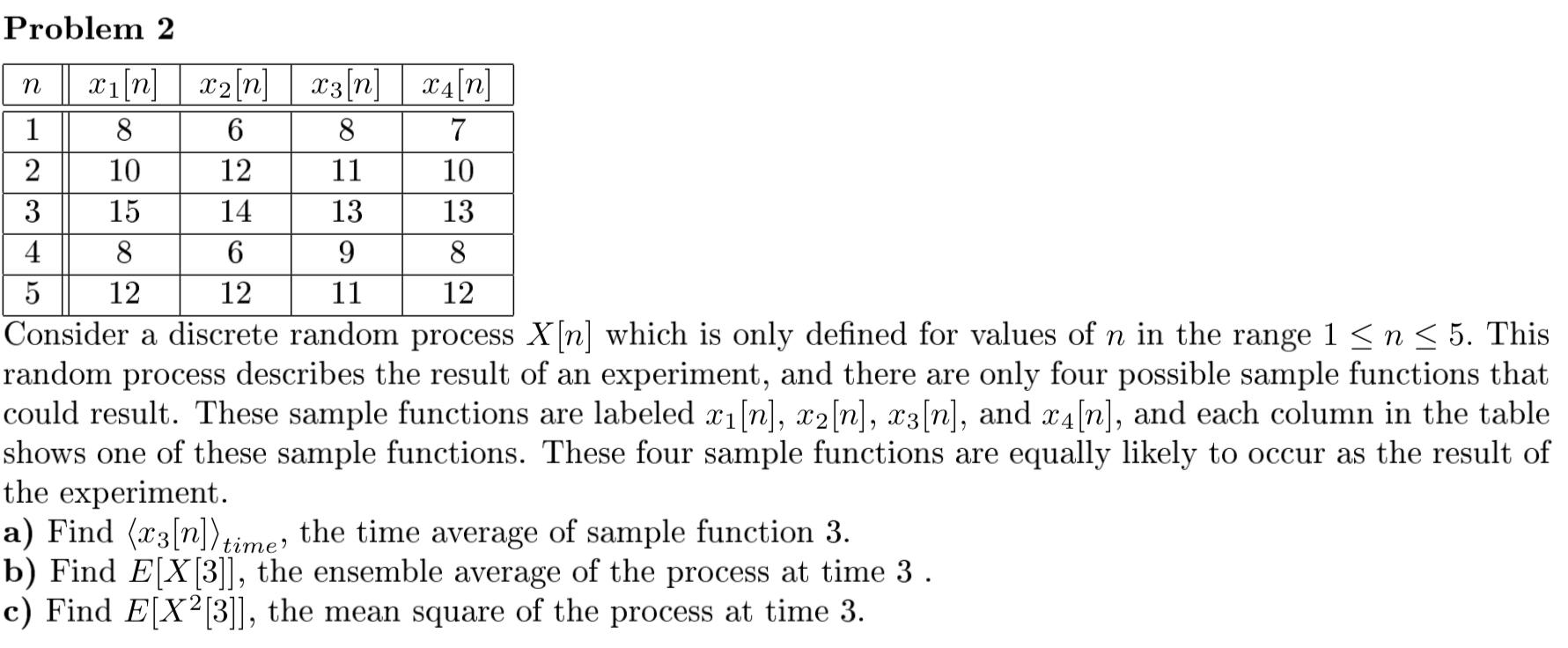 Problem 2 Consider a discrete random process X[n] | Chegg.com