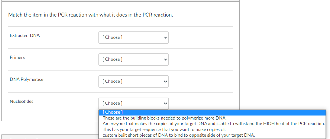 Solved Match the temperature of each step in one PCR cycle | Chegg.com