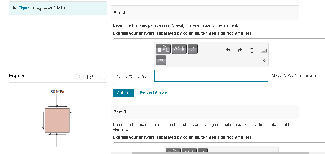 Solved Part A Determine the principal stresses. Specify the | Chegg.com Solved Part A Determine the principal stresses. Specify the | Chegg.com
