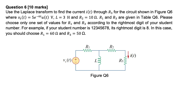 Solved Question 6 [10 marks] Use the Laplace transform to | Chegg.com