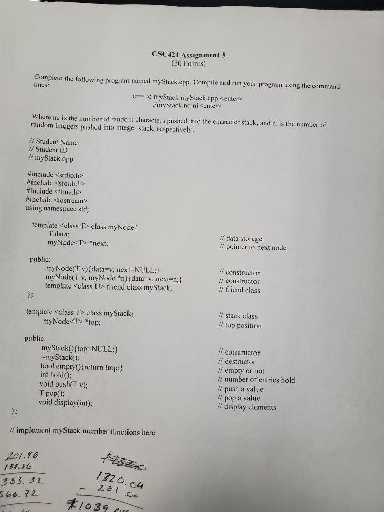 Solved CSC421 Assignment 3 (50 Points) Complete the | Chegg.com
