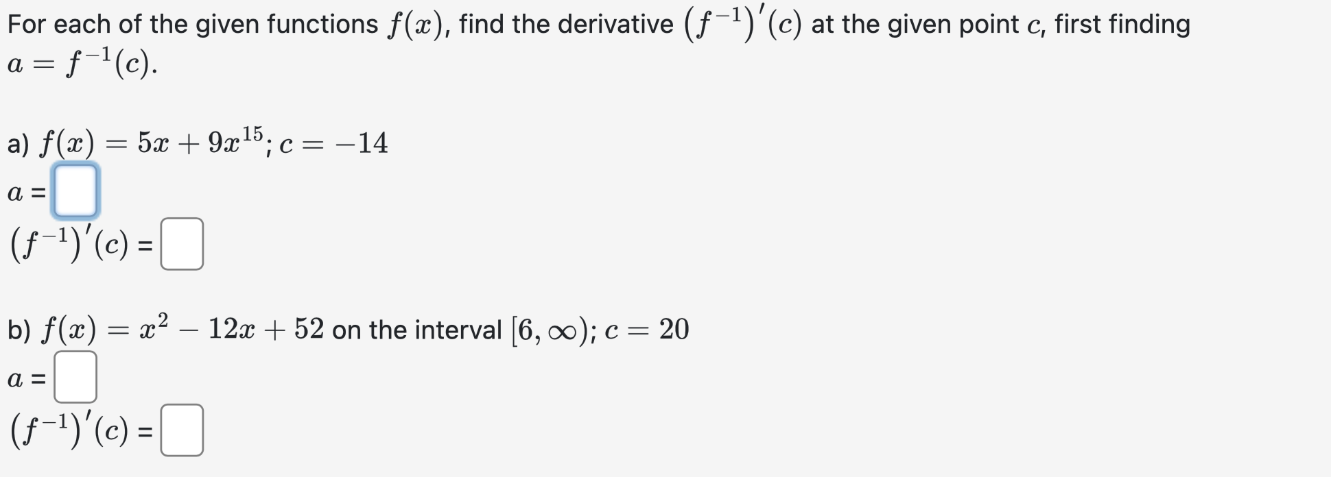 Solved For each of the given functions f(x), find the | Chegg.com