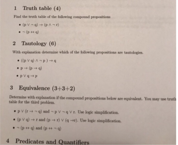 Solved 1 Truth table (4) Find the truth table of the | Chegg.com