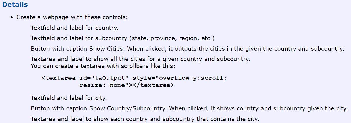 Details • Create a webpage with these controls: | Chegg.com