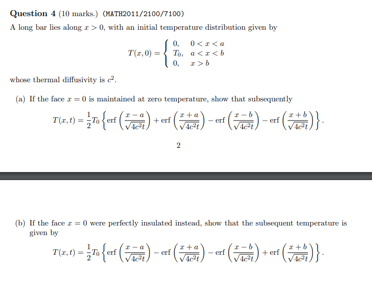 Question 4 (10 marks.) (MATH2011/2100/7100) A long | Chegg.com