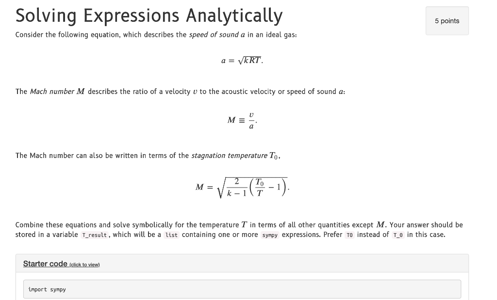 Solved Solving Expressions Analytically 5 points Consider | Chegg.com