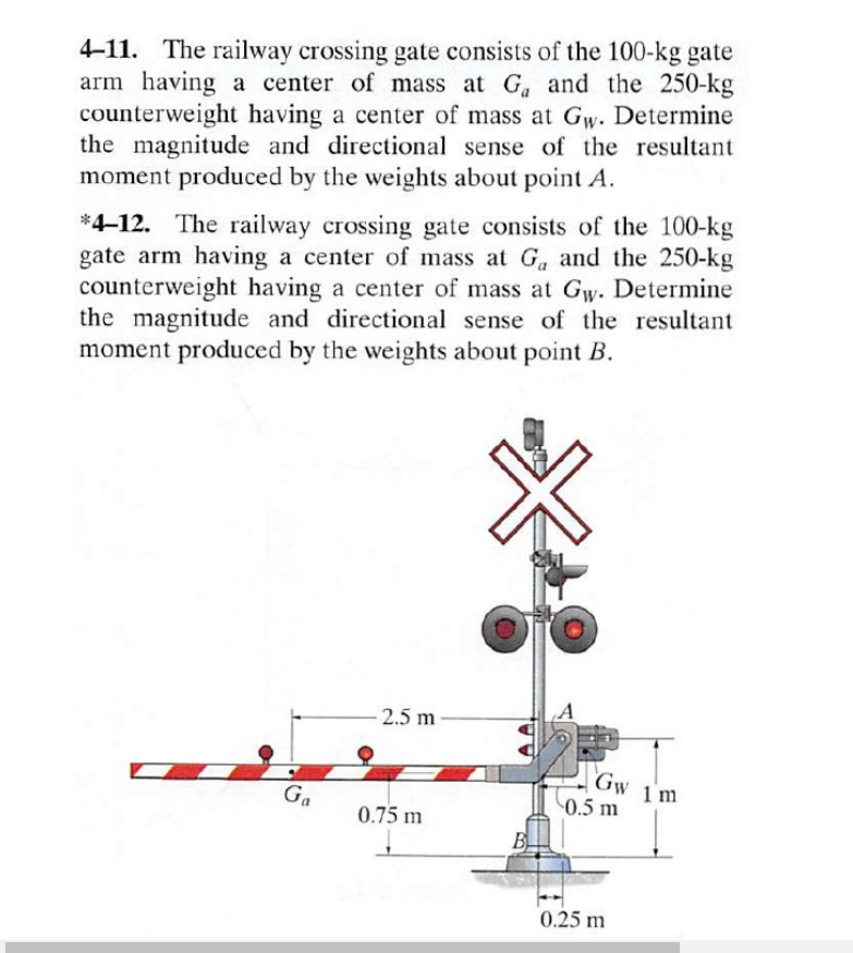 Solved 4–11. The railway crossing gate consists of the | Chegg.com