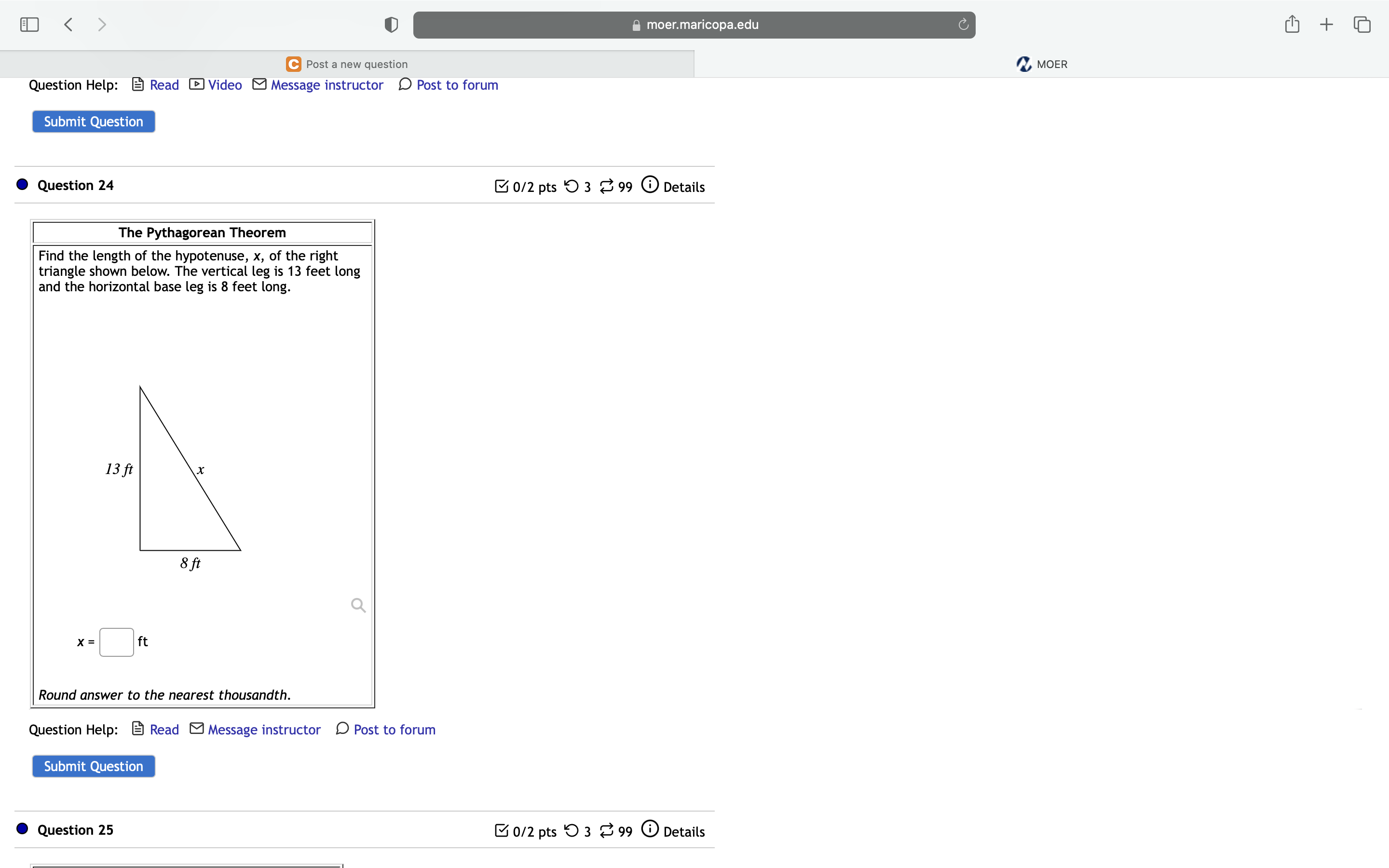Solved The Pythagorean Theorem Find the length of the | Chegg.com
