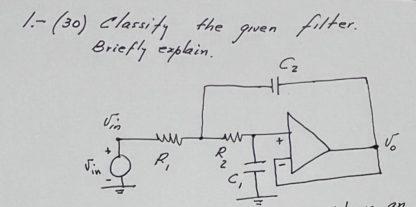 Solved 1.- (30) ﻿Classity the given filter. Briefly explain. | Chegg.com