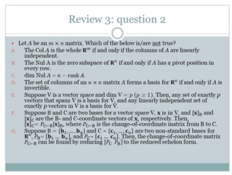 Solved Review 3: question 2 3 • Let A be an m x n matrix. | Chegg.com