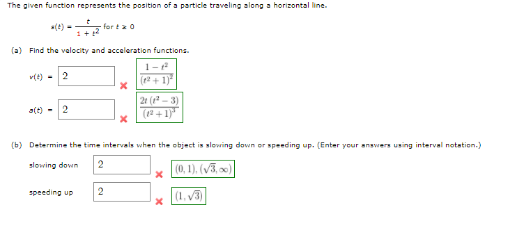 Solved Fort 20 The Given Function Represents The Position Of