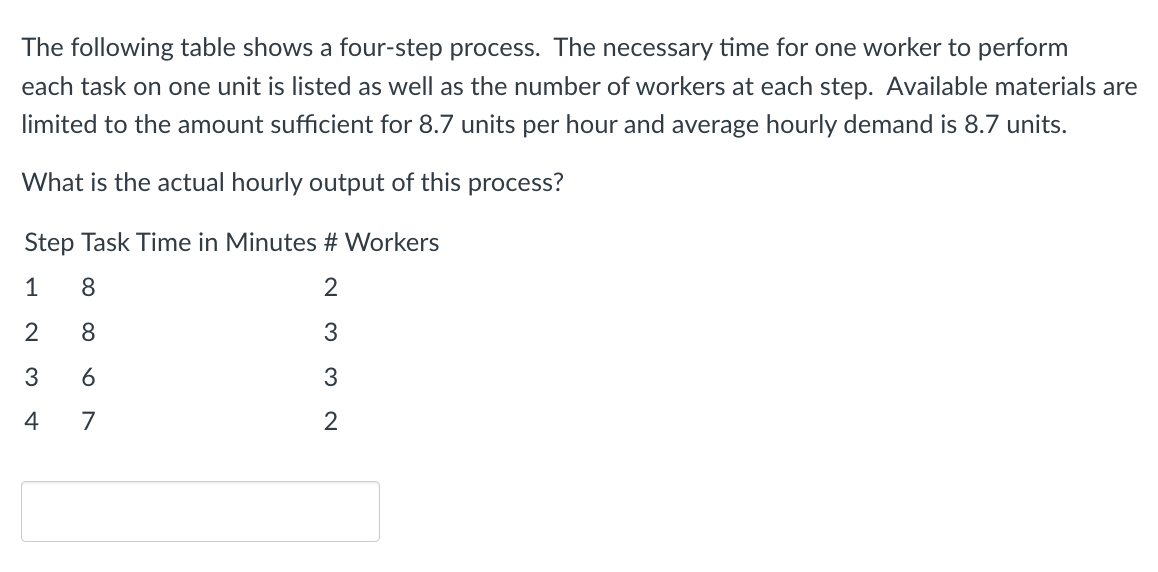 Solved The following table shows a four-step process. The | Chegg.com