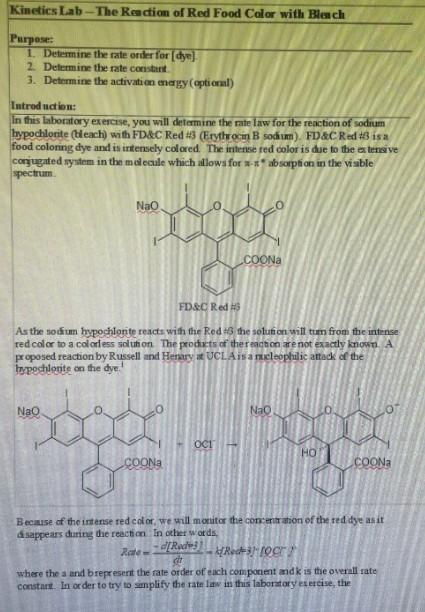Solved Calibration Curve for the kinetics Red Dye Lab You | Chegg.com