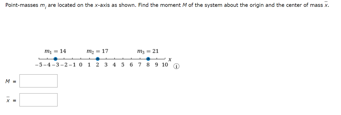 Solved Point-masses mi are located on the x-axis as shown. | Chegg.com