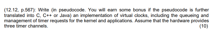 Solved (12.12, p.567): Write (in pseudocode. You will earn | Chegg.com