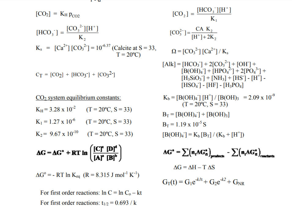 Solved [CO2] KH PCO2 [HCO3] = [CO,”][H*] K KS [Ca²+] [CO3?'] | Chegg.com