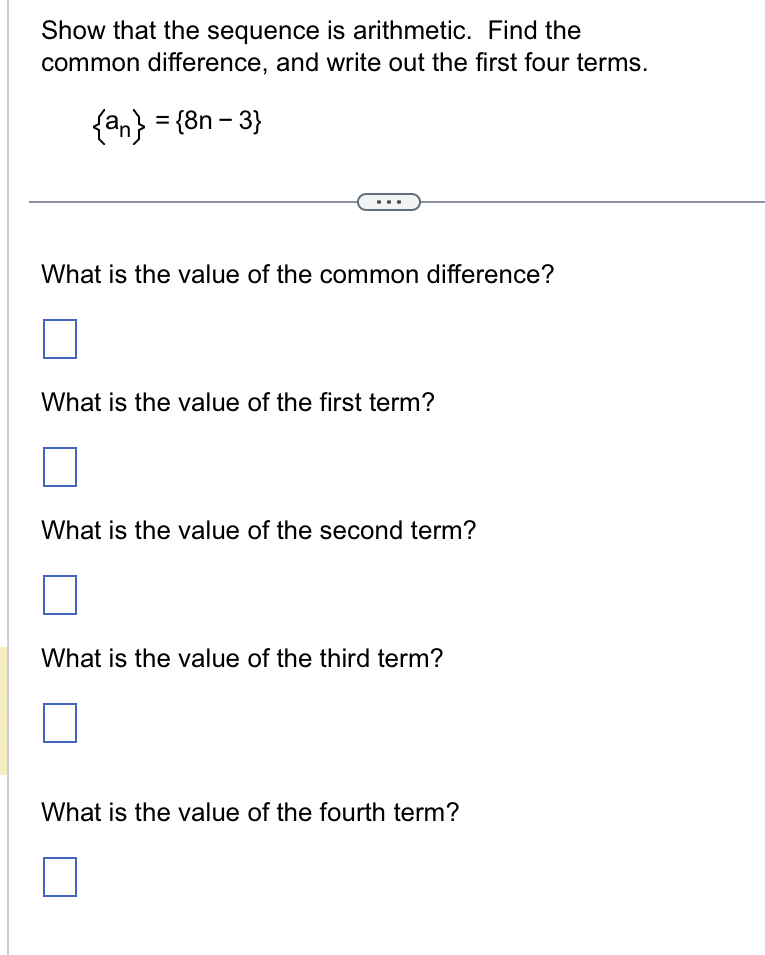 Solved Show that the sequence is arithmetic. Find the common | Chegg.com