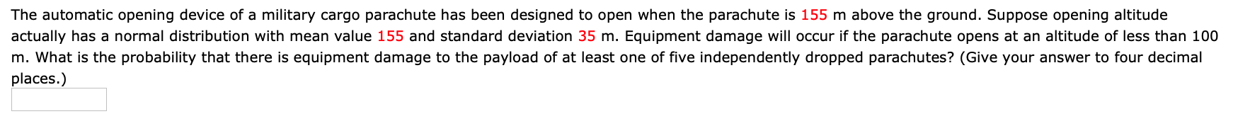 Solved The automatic opening device of a military cargo | Chegg.com