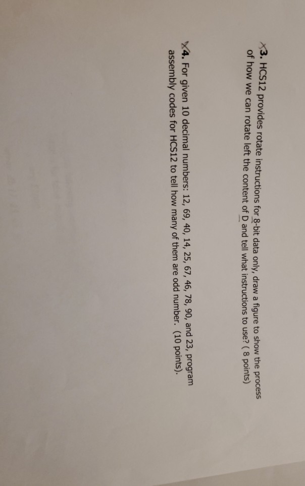 X3. HCS12 provides rotate instructions for 8-bit data | Chegg.com