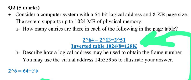 Solved Q2 5 Marks Consider A Computer System With A 